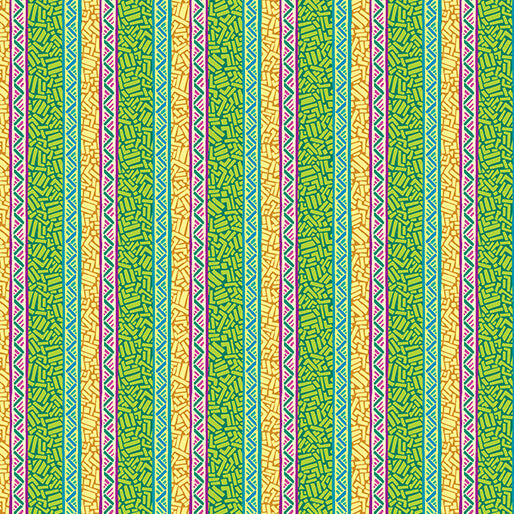 Ziggy Stripe Green Cheeto's World Cotton 44"/45" Fabric Per Yard ...