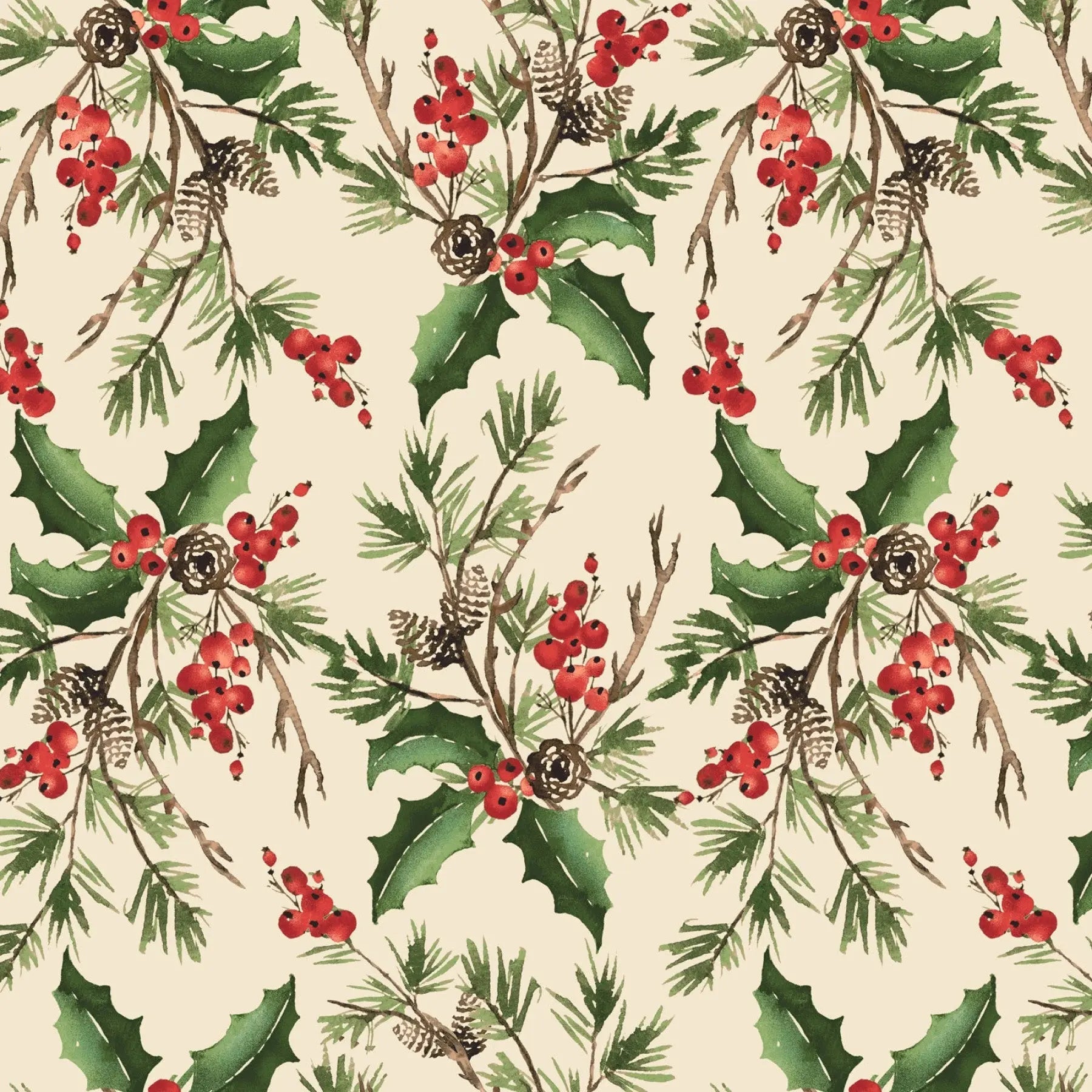 Cream Holly Bouquet Cotton Wideback Fabric per yard – Prismatic Fiber Arts